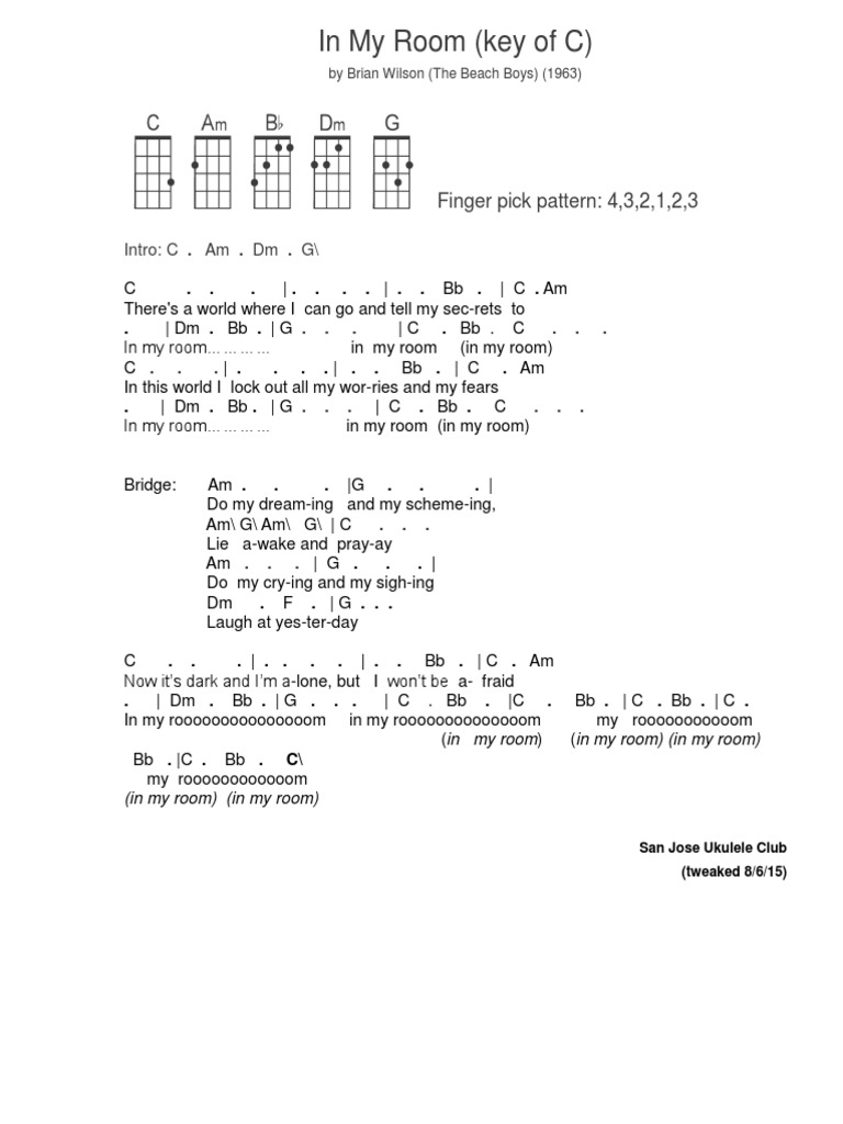 In My Room: Chords and Lyrics Guide | PDF