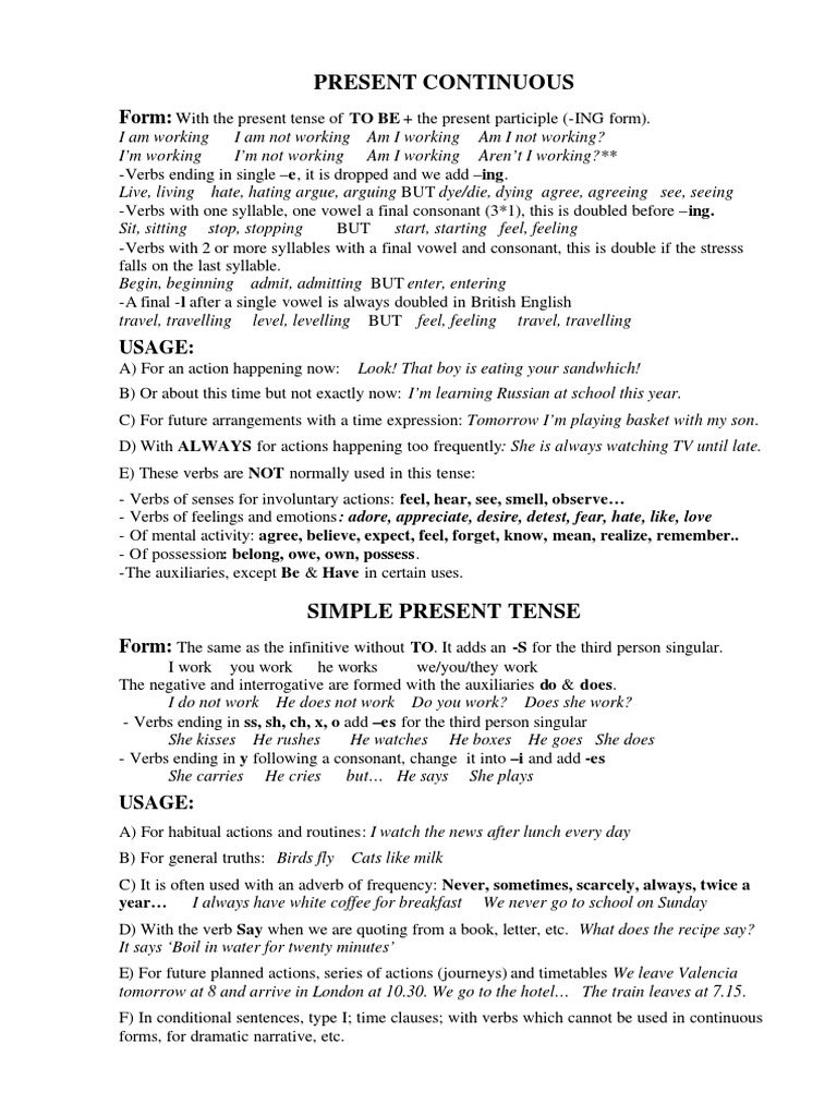 Present Tenses | PDF | Syntax | Syntactic Relationships