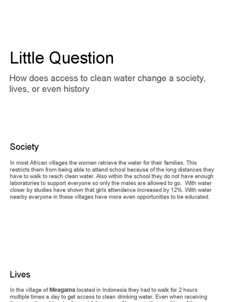 Impact of Clean Water on Society | PDF