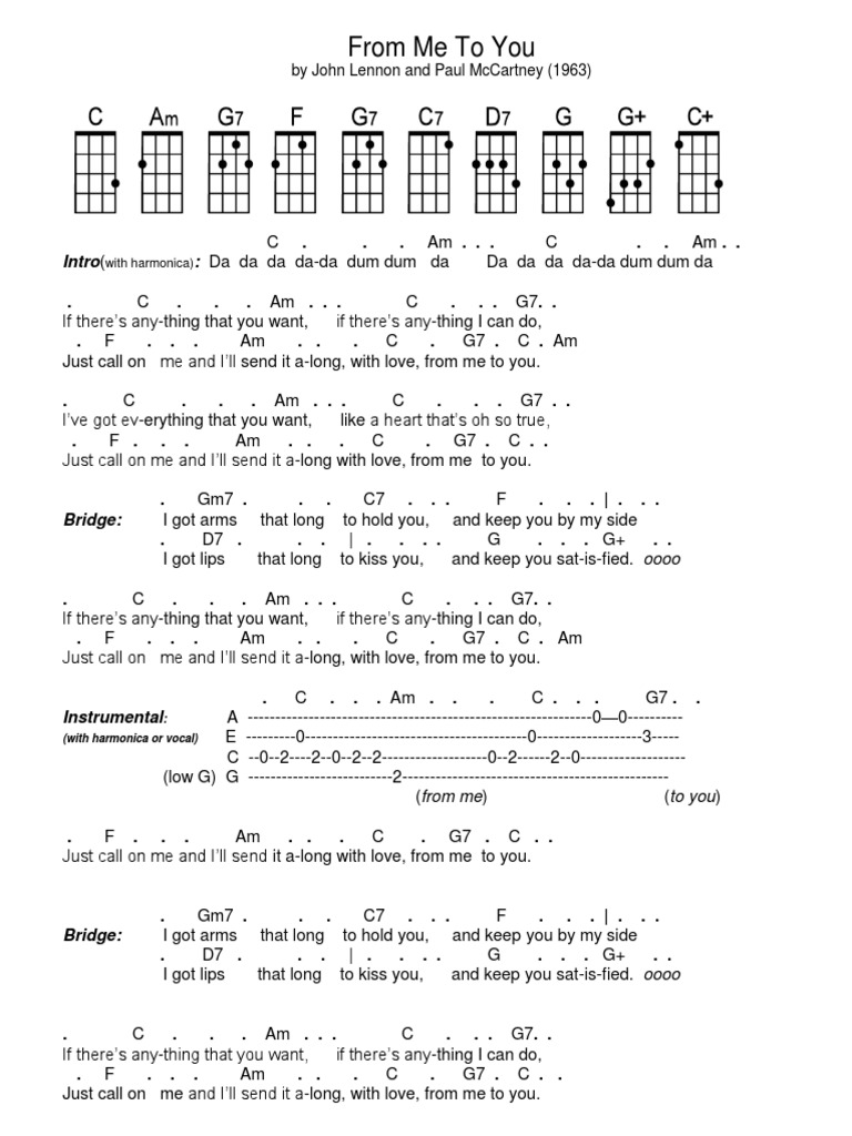 From Me To You: Chords & Lyrics | PDF