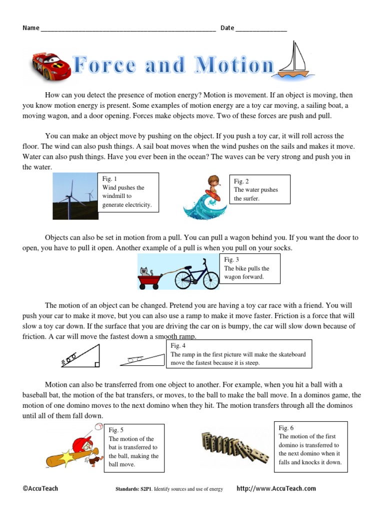 Force and Motion Reading Comprehension | PDF | Wound | Friction
