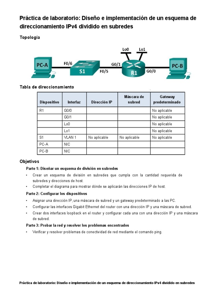 Práctica de Subredes IPv4 | PDF | Dirección IP | Enrutador (Computación)