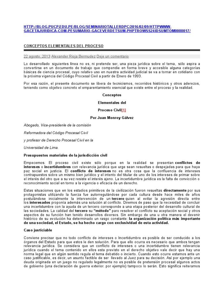 Conceptos Elementales Del Proceso | PDF | Ley procesal | Jurisdicción