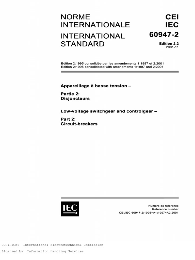 Iec 60947-2 | PDF | International Electrotechnical Commission | Economy Related Organizations