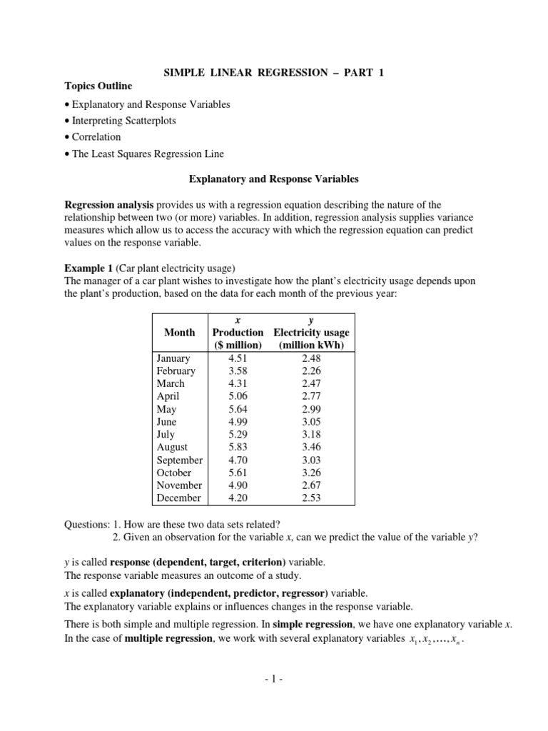 06 Simple Linear Regression Part1 | PDF | Errors And Residuals | Correlation And Dependence