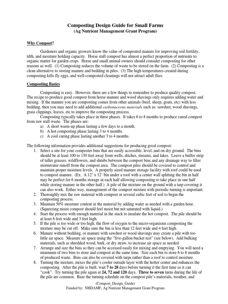 Composting Design Guide Small Farms | Download Free PDF | Compost | Manure