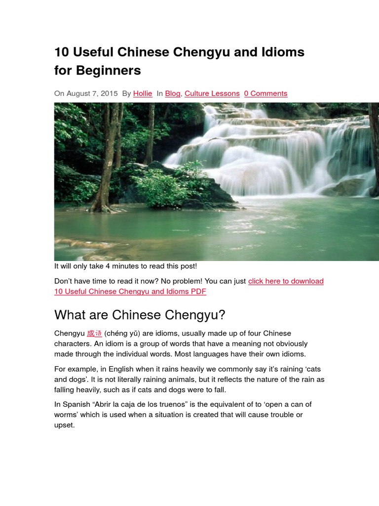 Essential Chengyu for Chinese Learners | PDF | Idiom | Linguistics