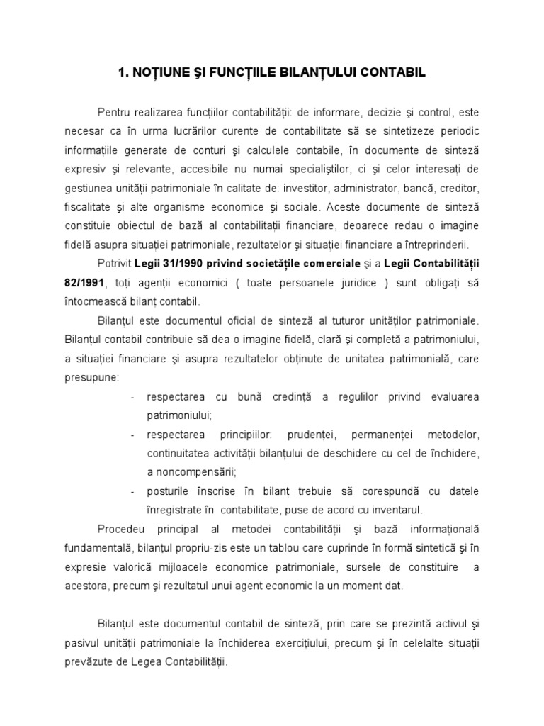 Bilantul Contabil | PDF