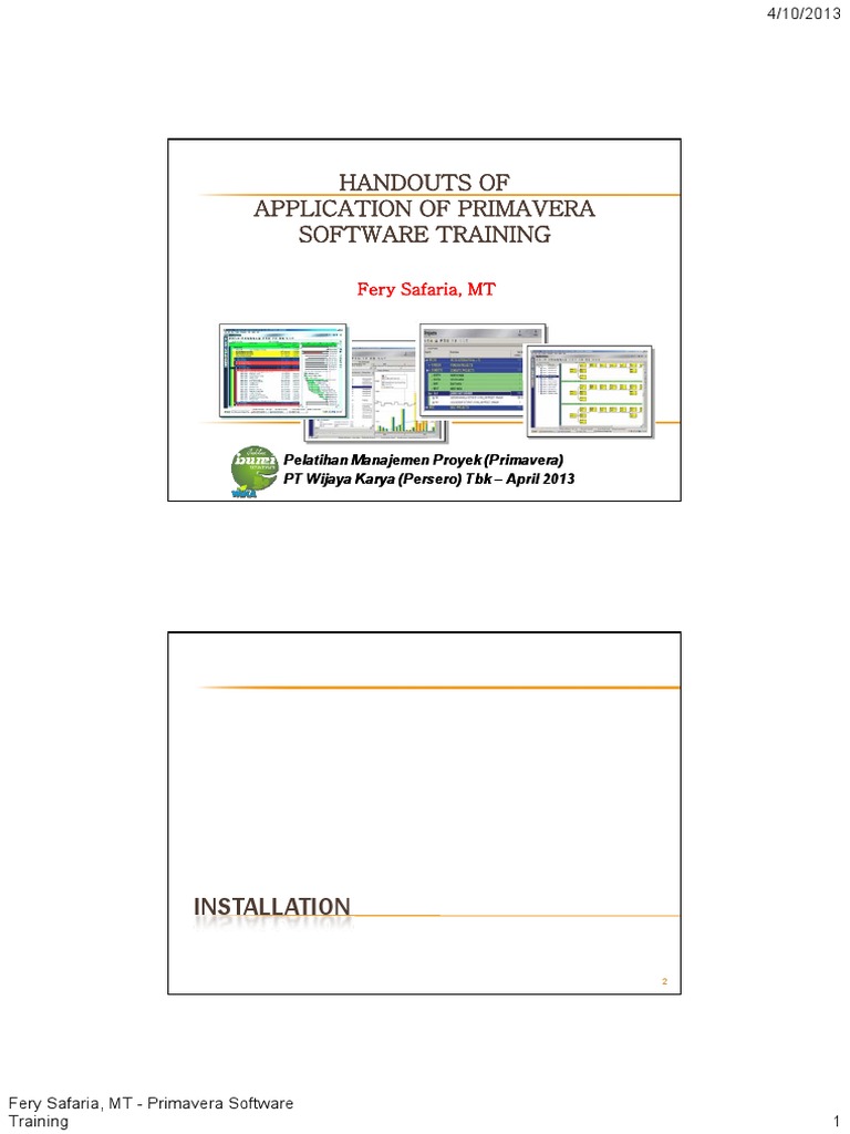 Handbook of Primavera Training (Indonesia) | PDF | Project Management ...