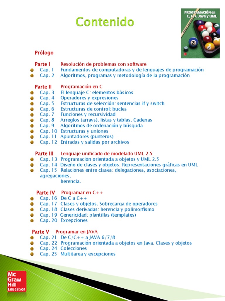 Joyanes Programacion en C C++ Java y Uml-Contenidos | PDF