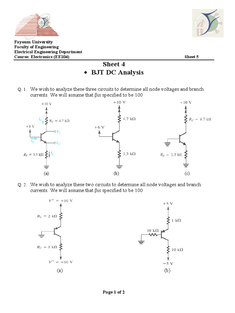 BJT DC Analysis for Electronics Course | PDF