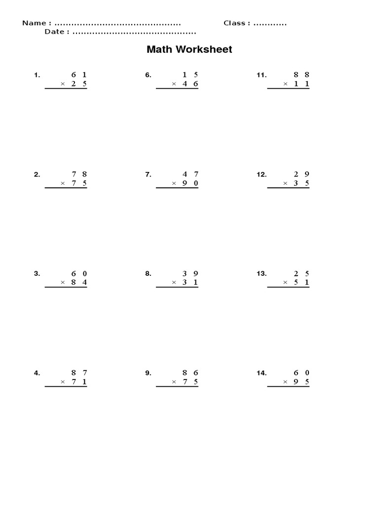 Math Worksheet Grade 3 | PDF