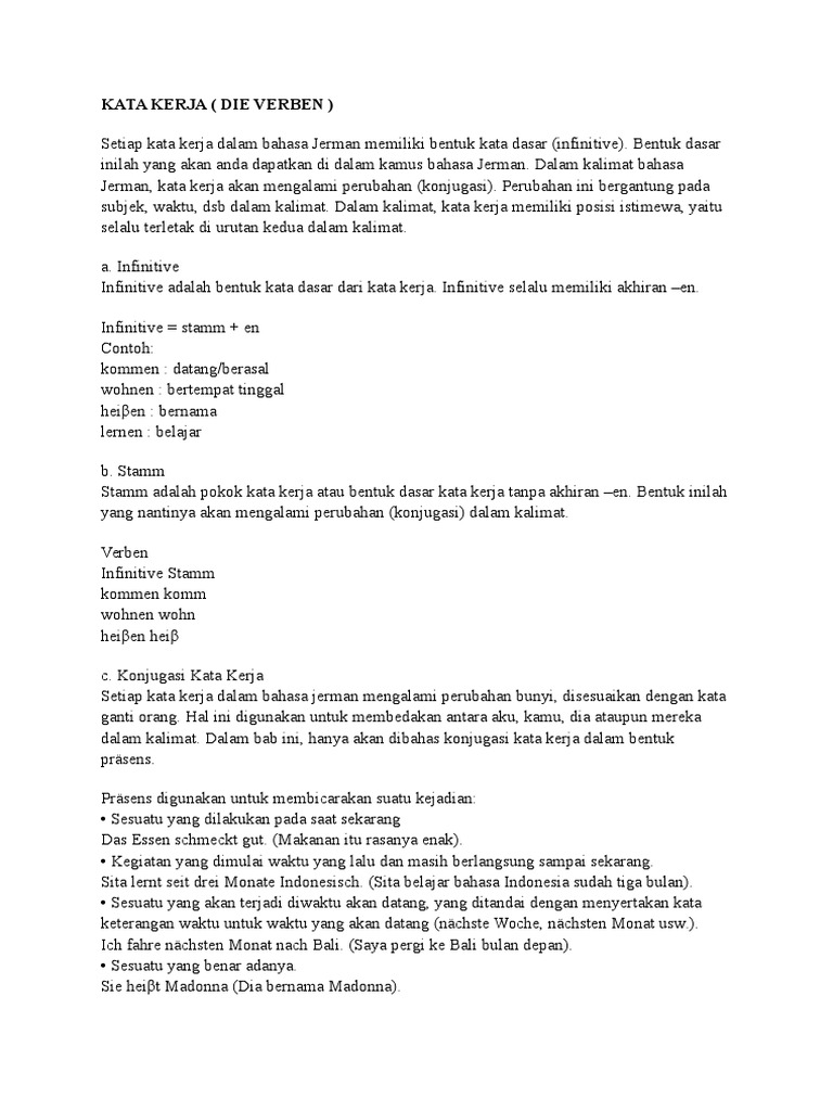 KATA KERJA Bhs Jerman | PDF