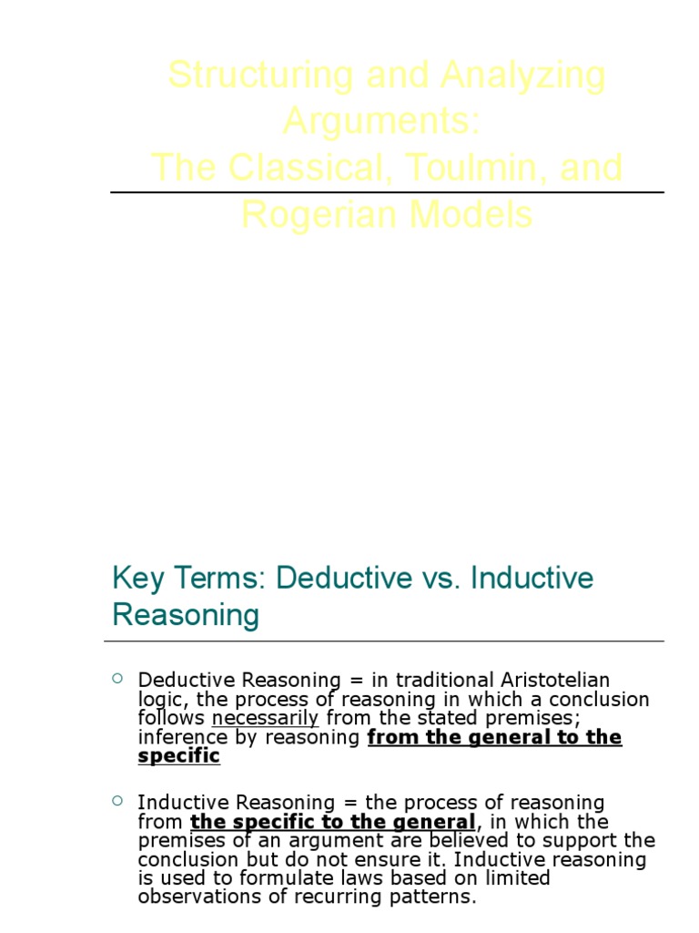 Structuring And Analyzing Arguments The Classical Toulmin And Rogerian Models Pdf