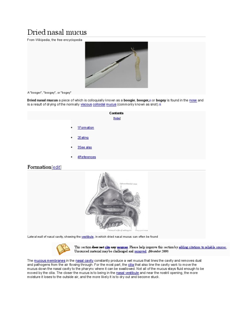 Dried Nasal Mucus: Formation | PDF | Mucus | Rhinology