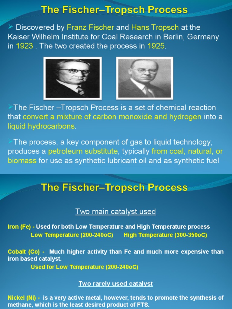 Franz Fischer Hans Tropsch 1923 1925 | PDF | Cracking (Chemistry ...