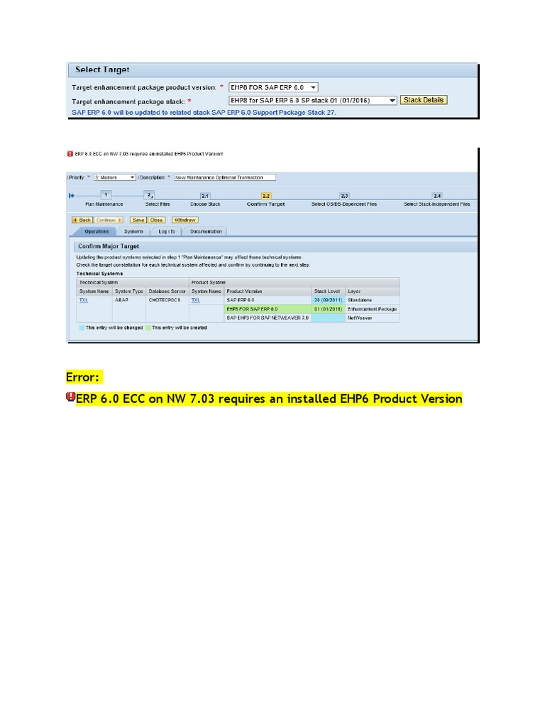 Error: ERP 6.0 ECC On NW 7.03 Requires An Installed EHP6 Product ...