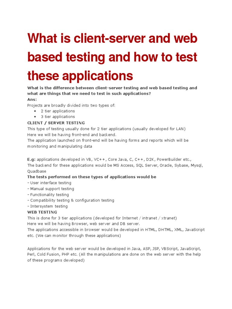 What Is Client-Server and Web Based Testing and How To Test These ...