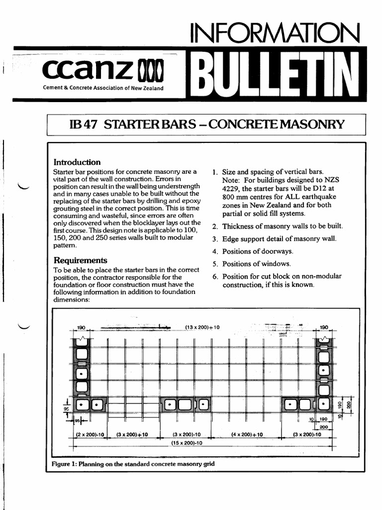 IB47 Masonry Starter Bars | PDF | Masonry | Concrete