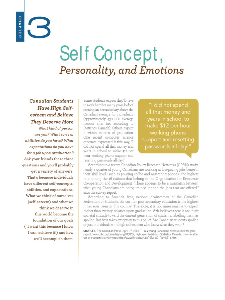 Self Concept,: Personality, and Emotions | PDF | Self Esteem | Self ...