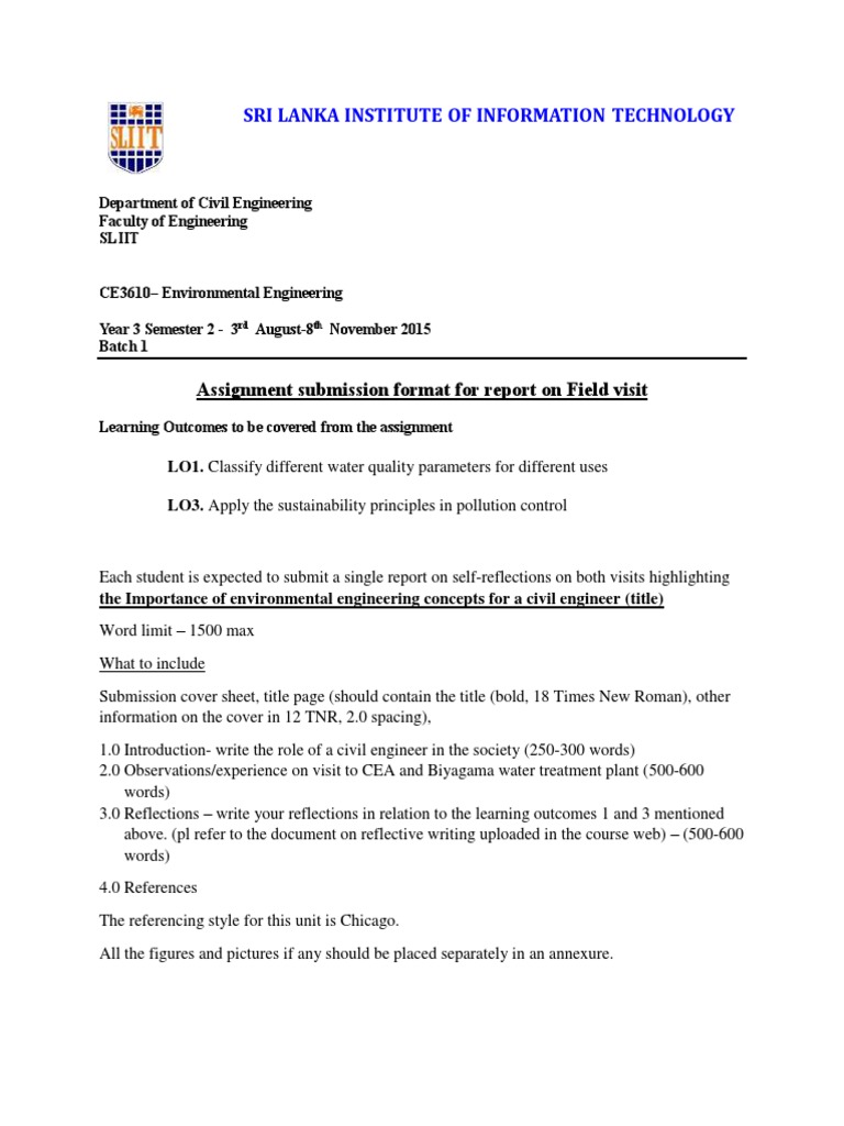 Report Format For Assignment PDF | PDF | Environmental Engineering ...