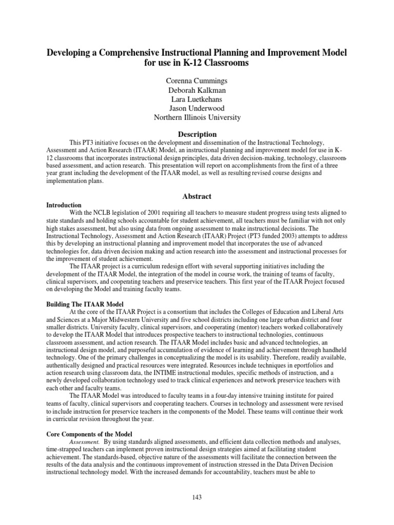 Developing Comprehensive Instructional Planning and Improvement Model ...