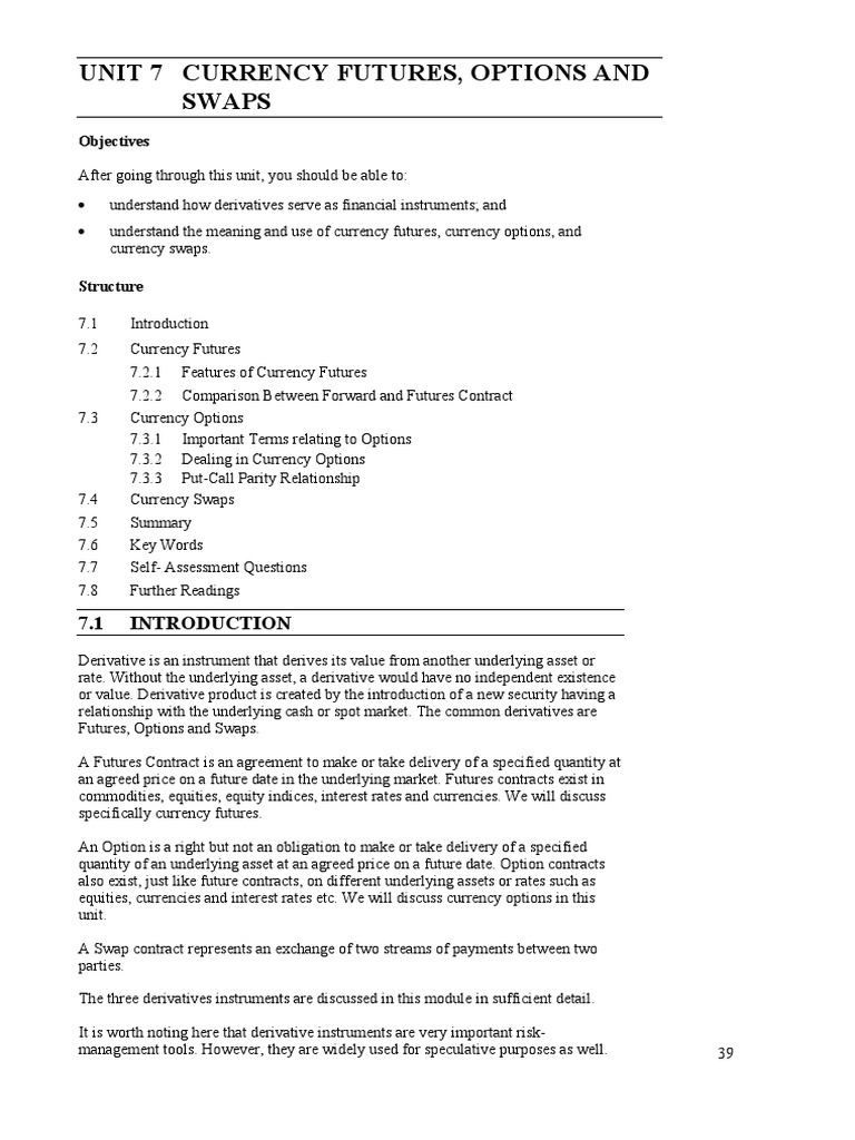Currency Futures, Options, and Swaps | PDF | Futures Contract | Option ...