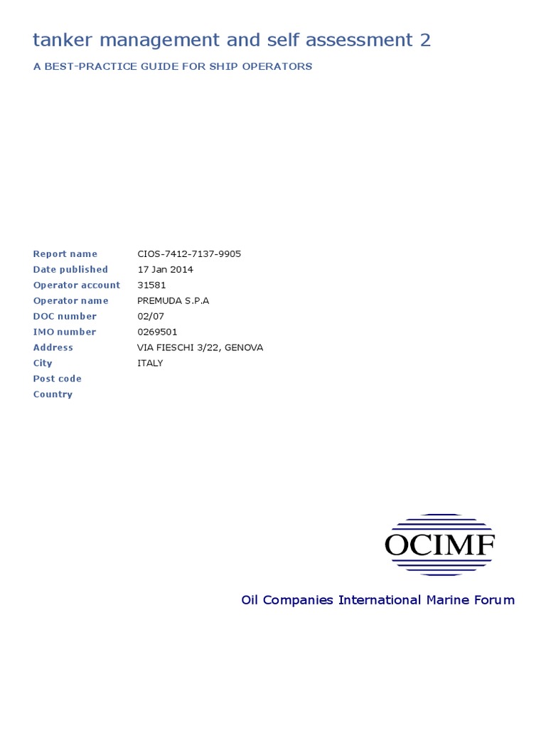 Tanker Management and Self Assessment 2: A Best-Practice Guide For Ship ...
