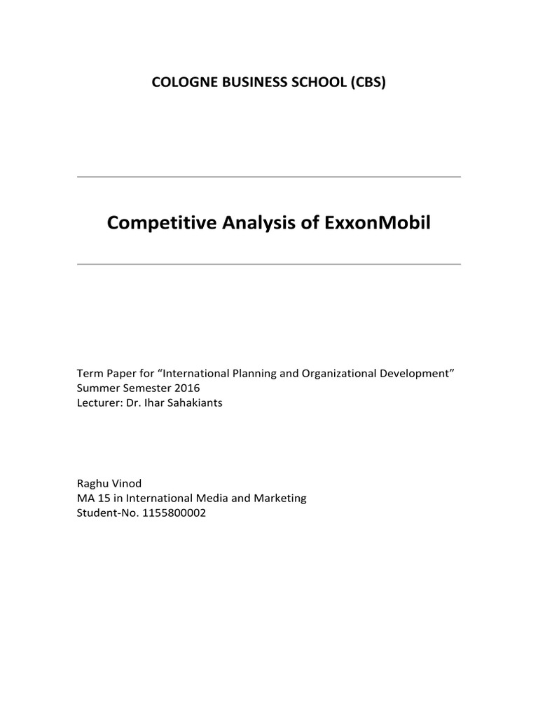 ExxonMobil Competitive Analysis | PDF | Exxon Mobil | Price Of Oil