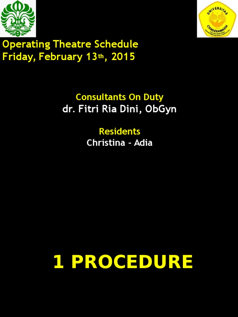 Operating Theatre Schedule - Feb 13, 2015 | PDF