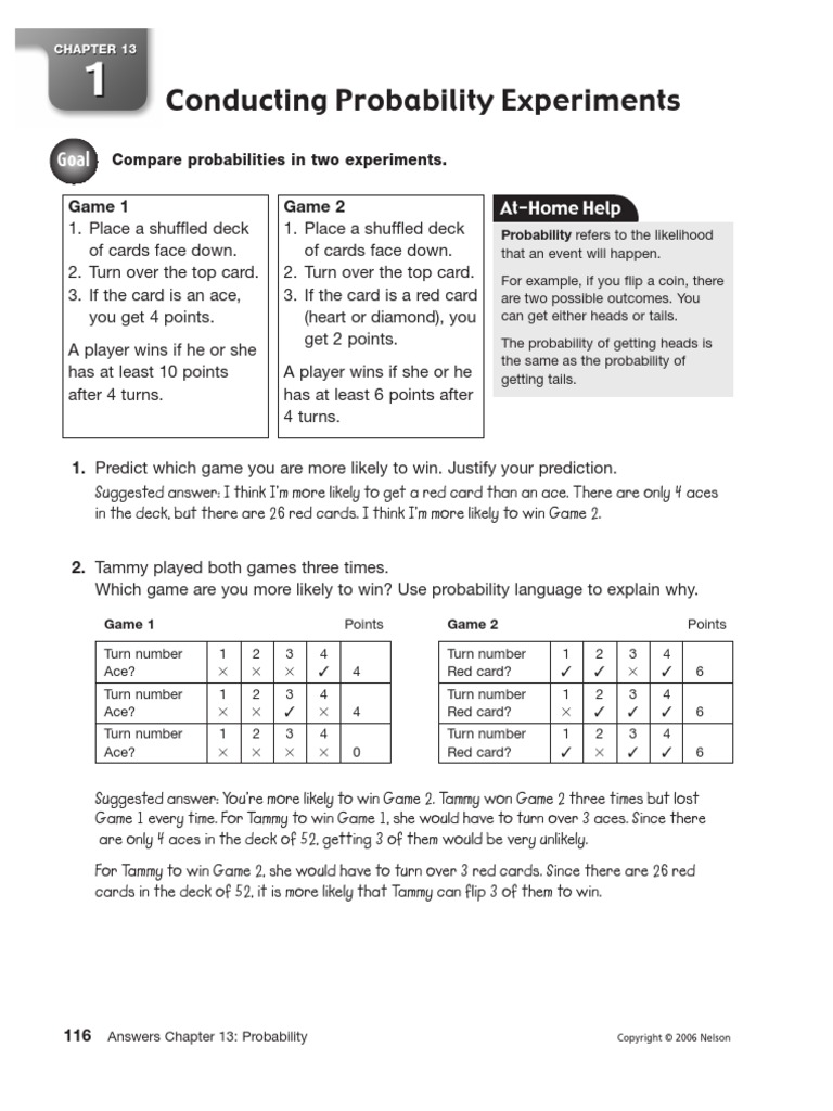 Conducting Probability Experiments: Compare Probabilities in Two ...