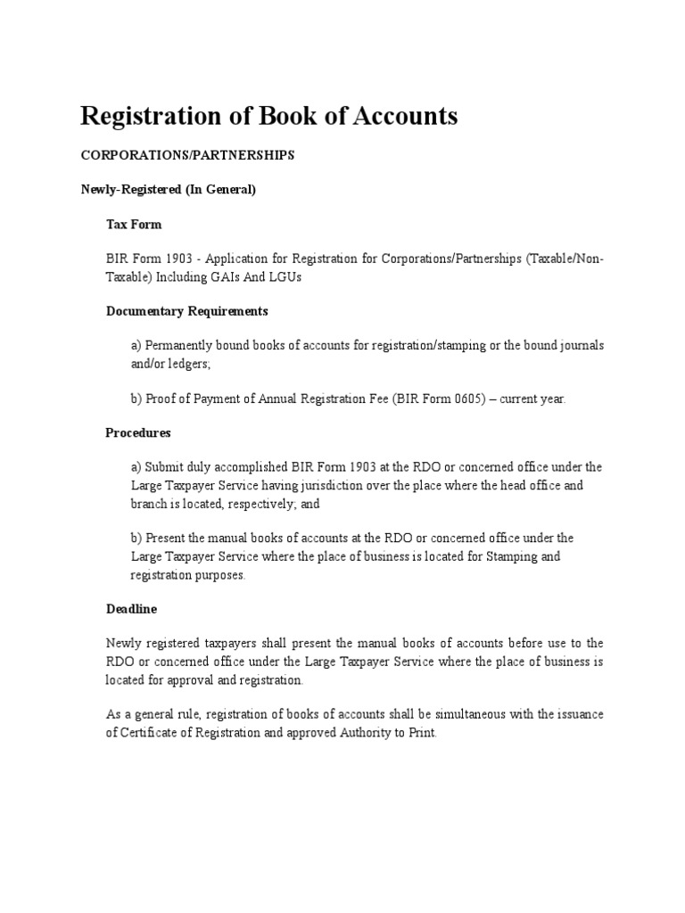 BIR - Registration of Book of Accounts | PDF