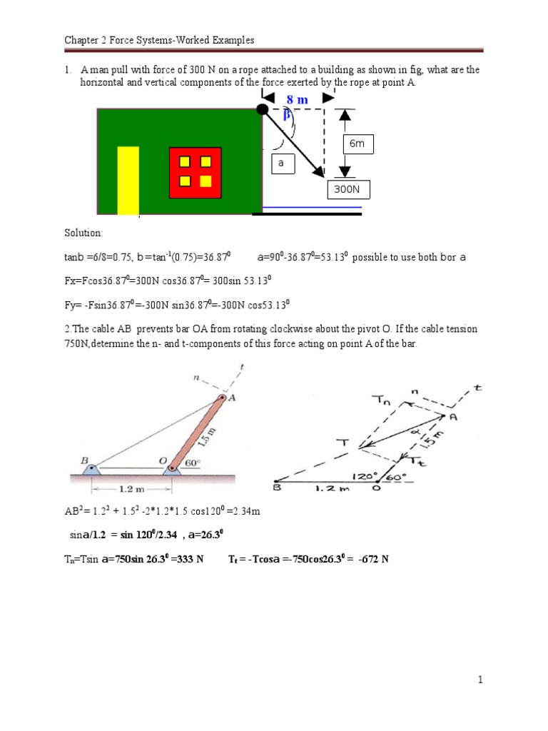 Worked Example For Engineering Mechanics-I | PDF | Euclidean Vector | Trigonometric Functions