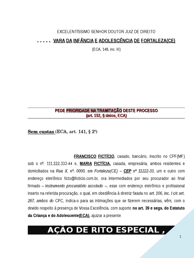 Acao Adocao Menor Casal Habilitado Requisitos Legais PN690 | PDF ...