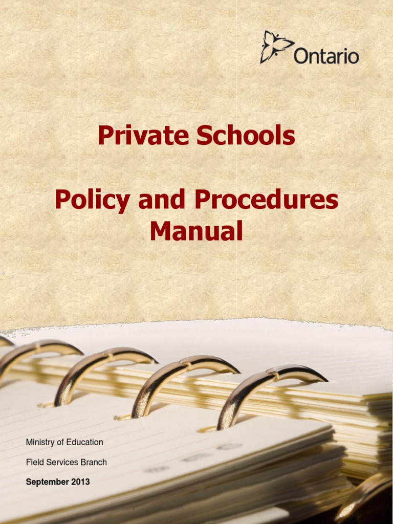 Private Schools Policy and Procedures Manual: Ministry of Education ...