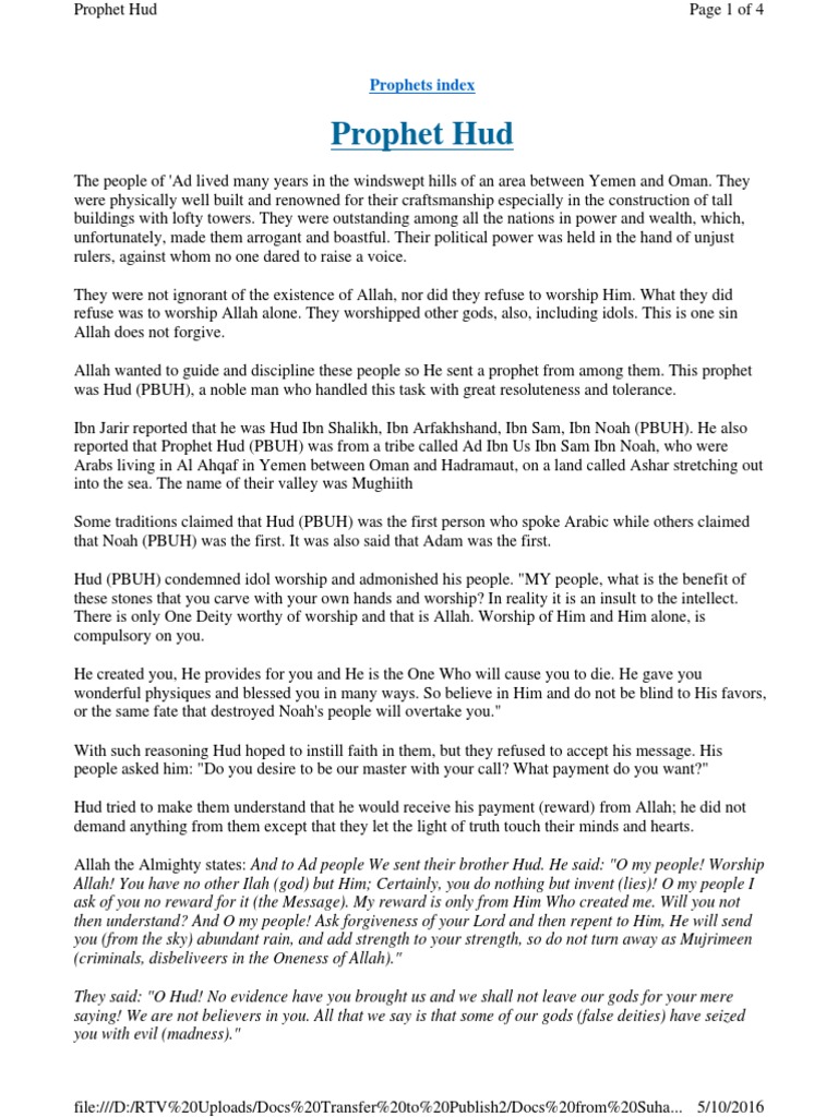 Prophet Hud | PDF | Last Judgment | Mythology