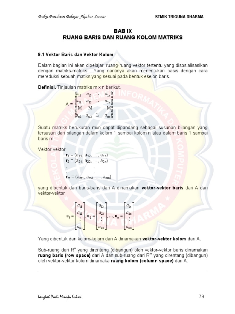BAB 9 Ruang Baris Dan Ruang Kolom | PDF