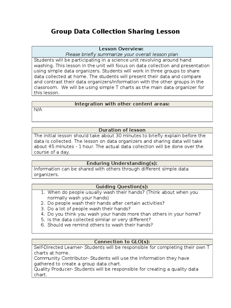 Group Data Collection Sharing Lesson | PDF | Educational Assessment ...