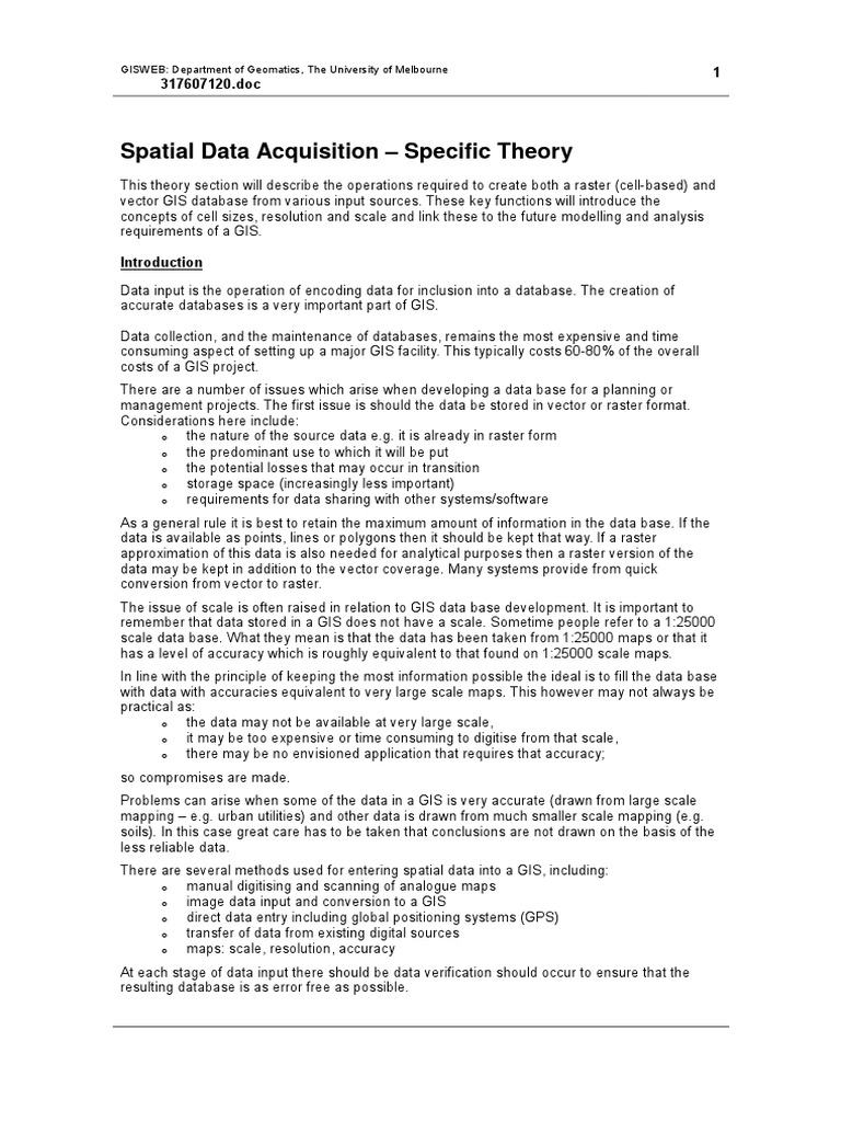 Spatial Data Acquisition - Specific Theory | PDF | Geographic ...