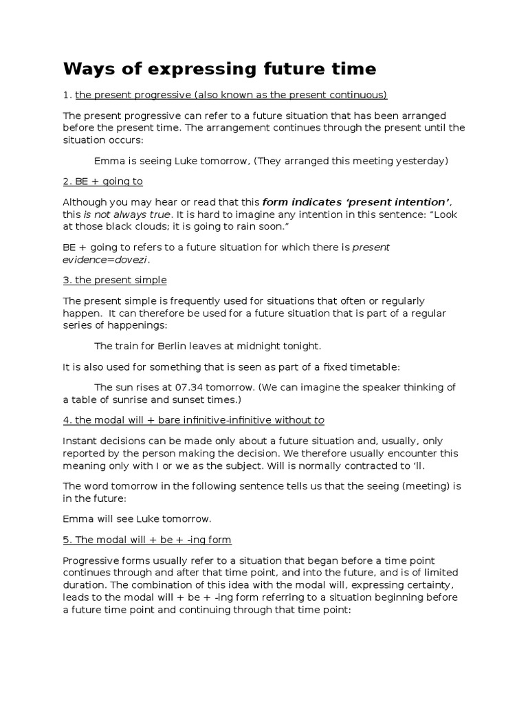 Ways of Expressing Future Time | PDF | Modal Logic | Grammar