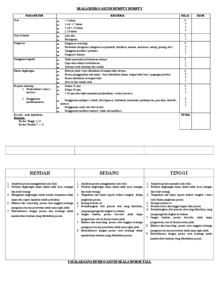 Humpty Dumpty Fall Scale | PDF