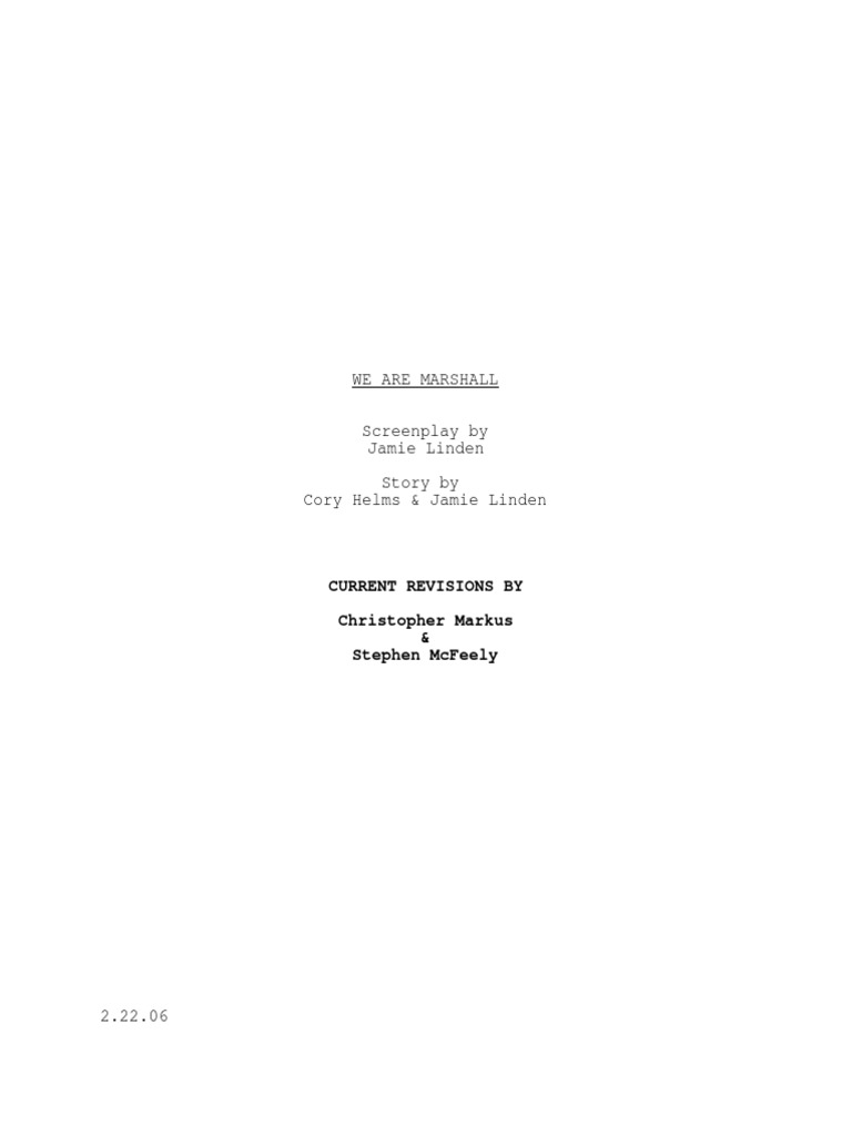 We Are Marshall - Screenplay | PDF | Funeral | Sports