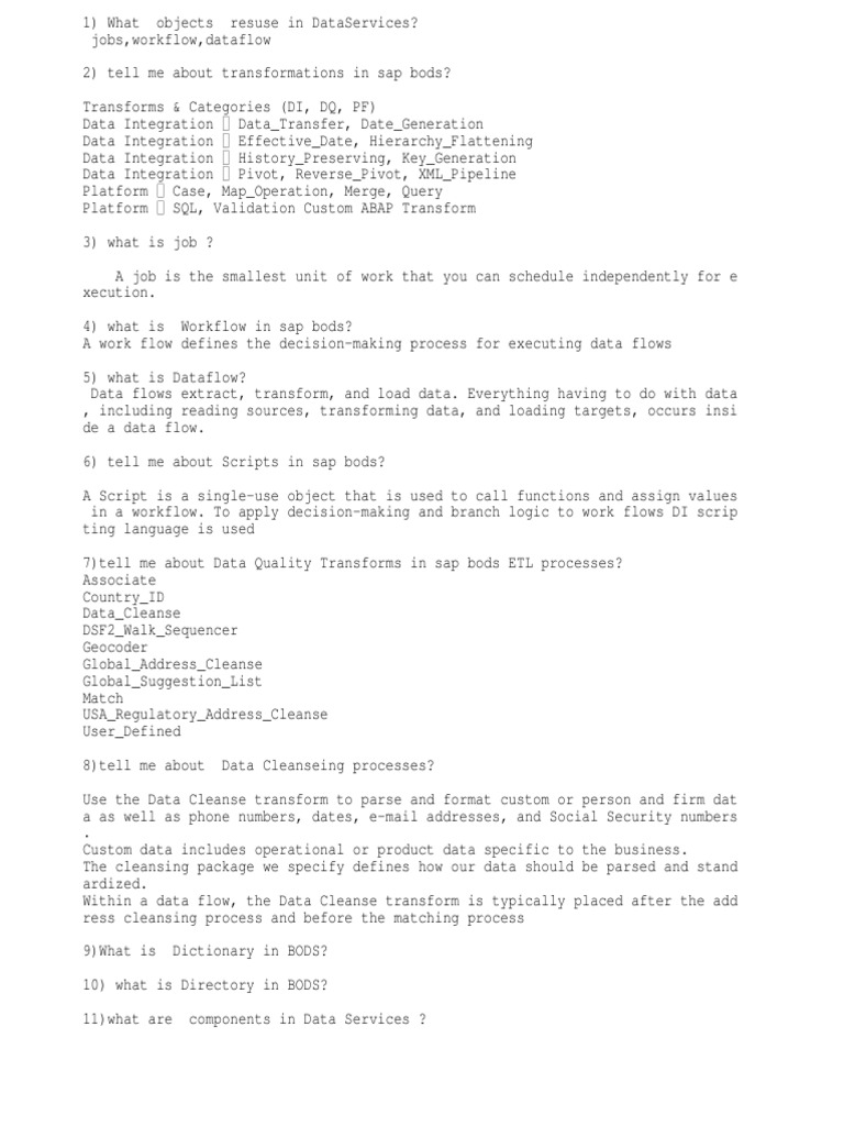 Bods Interview Q&A | PDF | Oracle Database | Information Retrieval