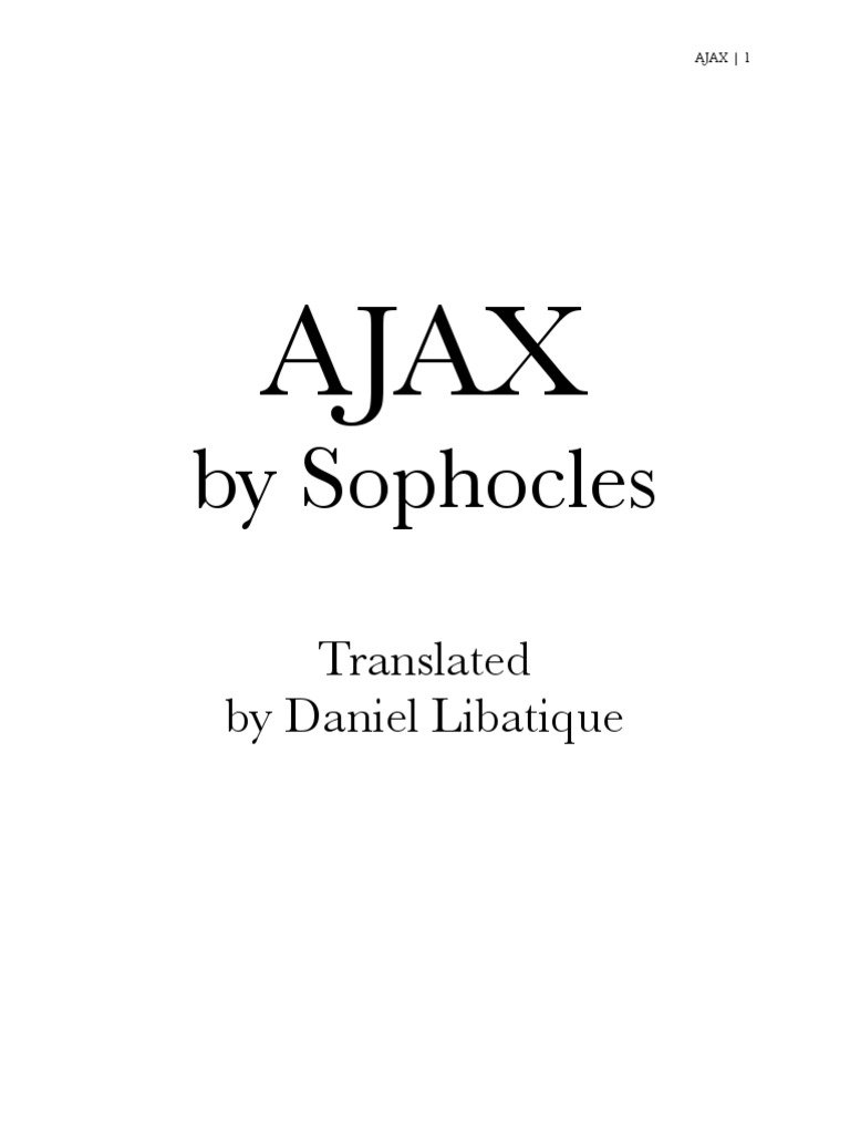The Ajax of Sophocles: Full Translation & Production Script | PDF ...