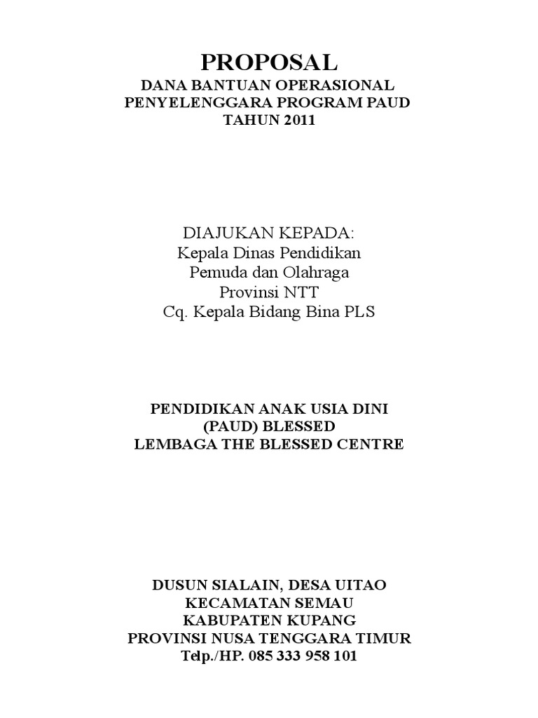 Proposal PAUD SEMAU | PDF