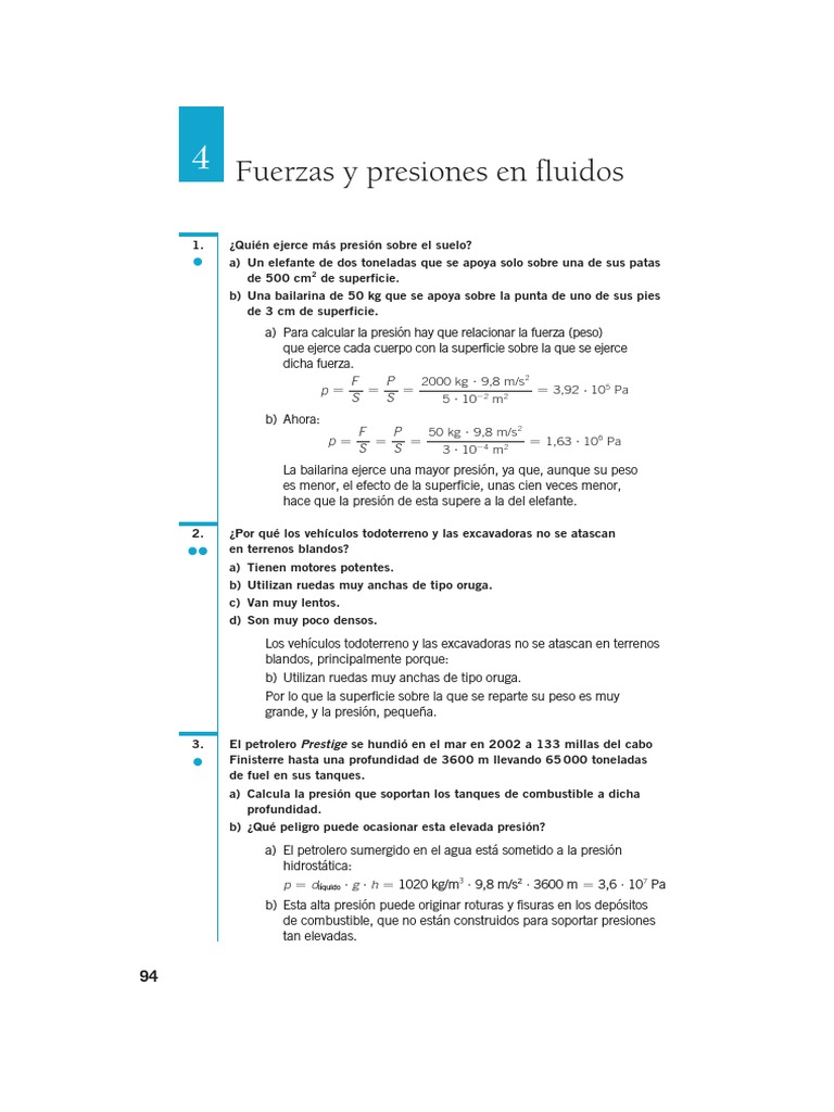4 Fuerzas y Presiones en Fluidos PDF | PDF | Densidad | Presión atmosférica
