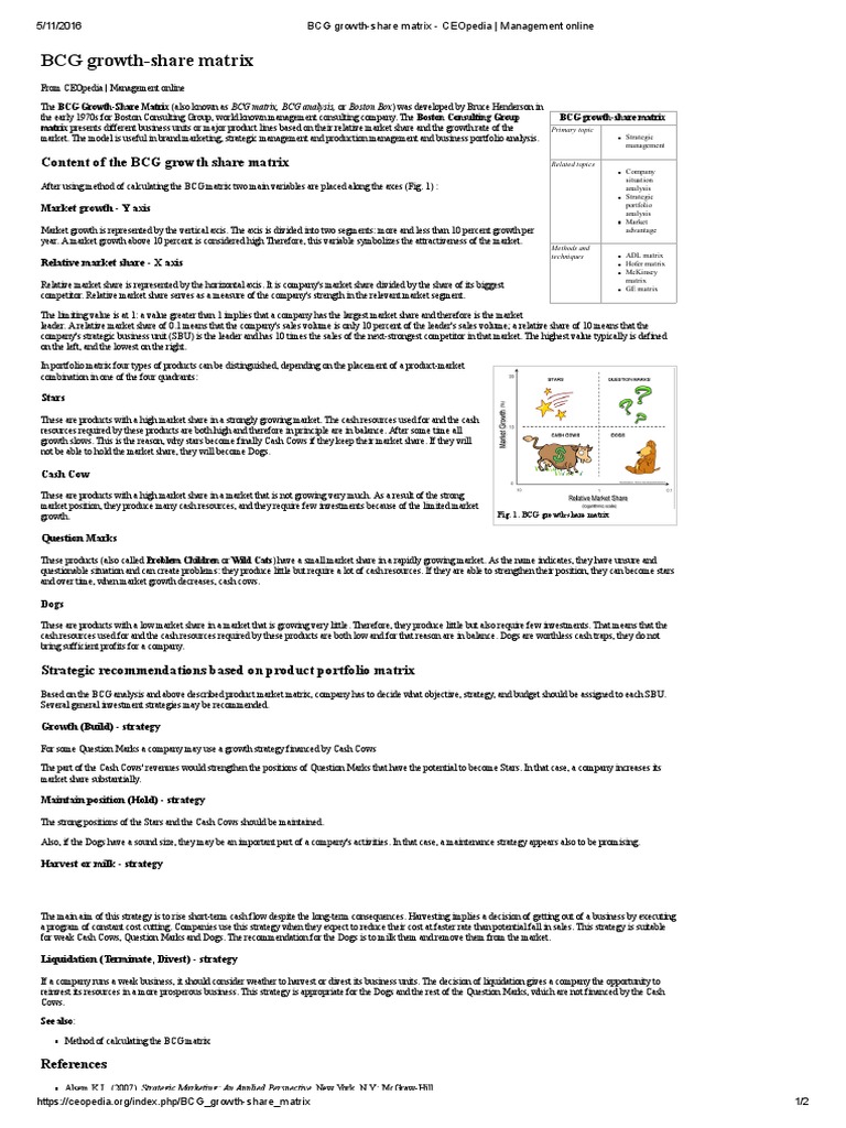 BCG Growth-Share Matrix - CEOpedia - Management Online | PDF ... BCG Growth-Share Matrix - CEOpedia - Management Online | PDF ...