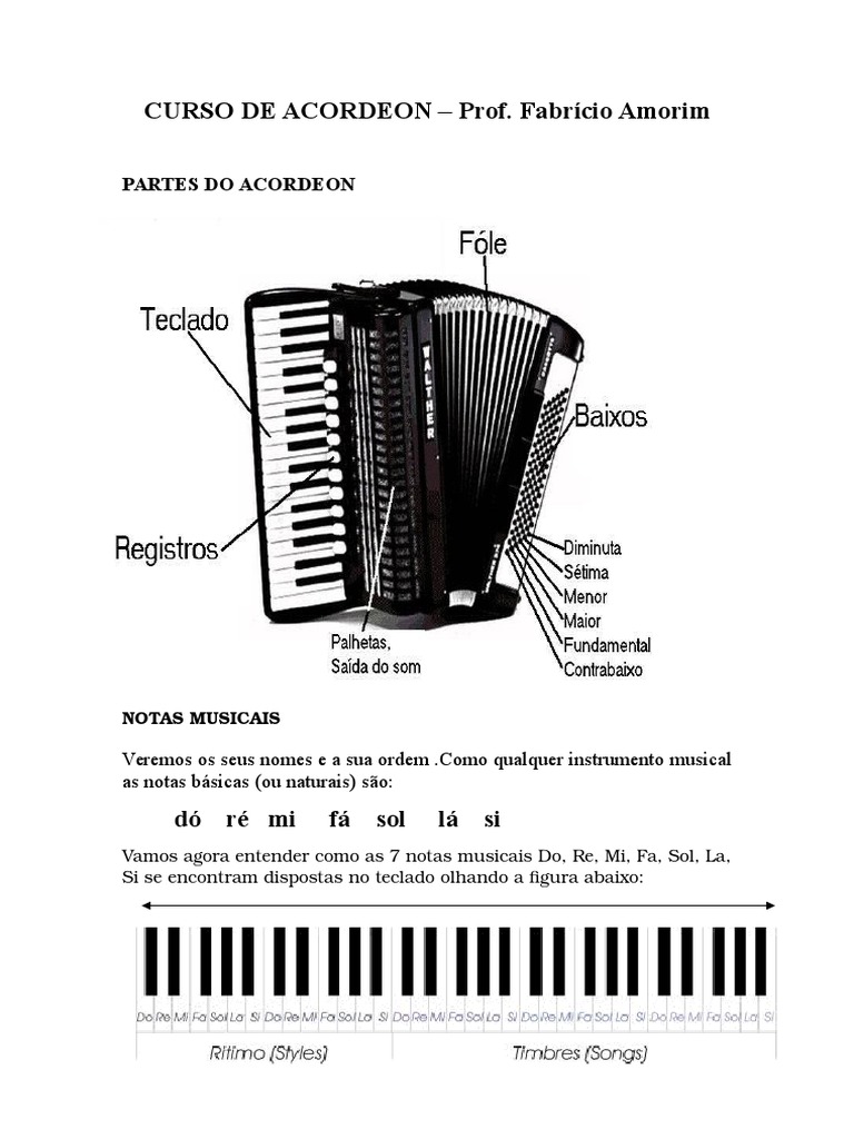Curso de acordeon - Partes e notas musicais | PDF | Acorde (música ...