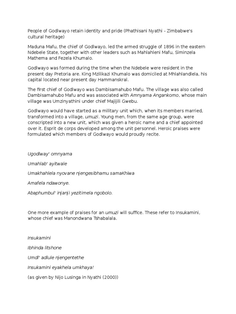 People of Godlwayo Retain Identity and Pride | PDF | Religion And Belief