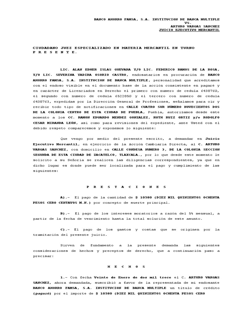 Formato de Demanda | PDF | Demanda judicial | Pagos